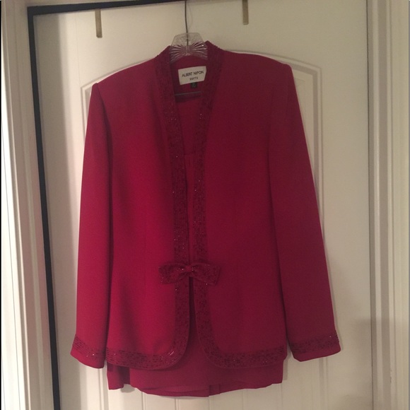 Albert Nipon | Other | Red Cocktail Suit | Poshmark